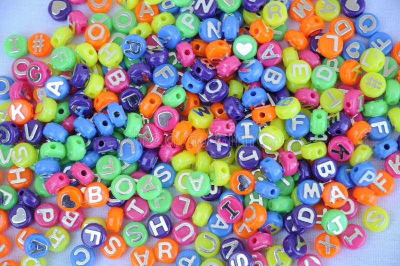 Assorted Colored Beads with Letters Stock Image - Image of decoration ...