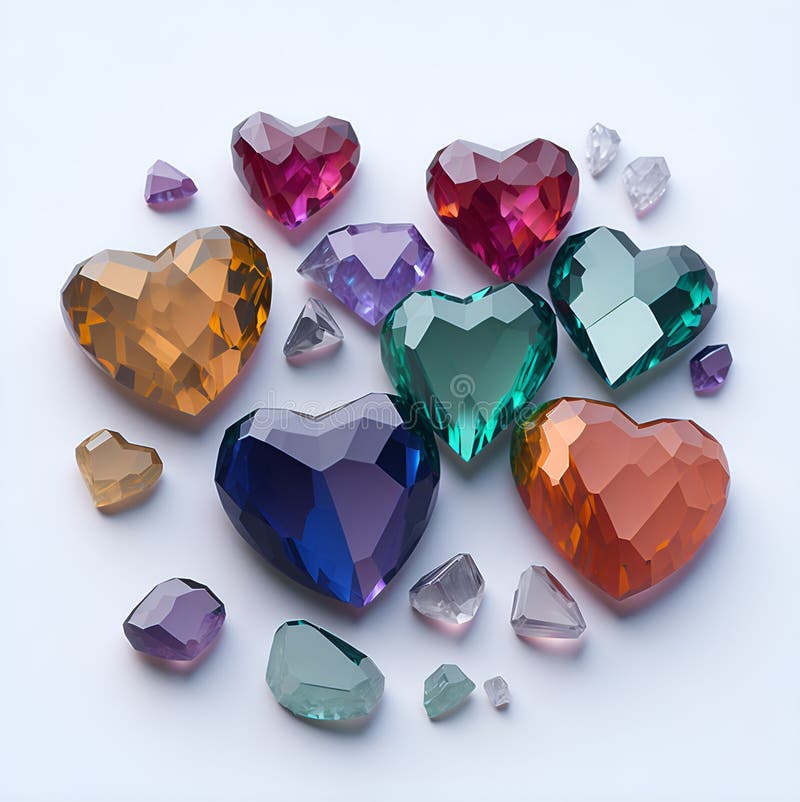 Assorted Colored Heart Shaped Gemstones - Generative AI Stock ...