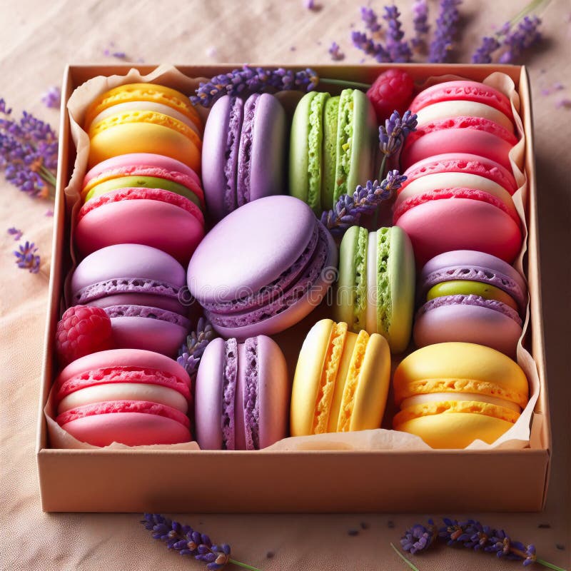 Assorted Colored Macaroons in Box Stock Illustration - Illustration of ...