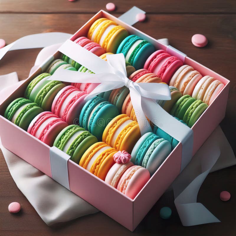 Assorted Colored Macaroons in Box Stock Illustration - Illustration of ...