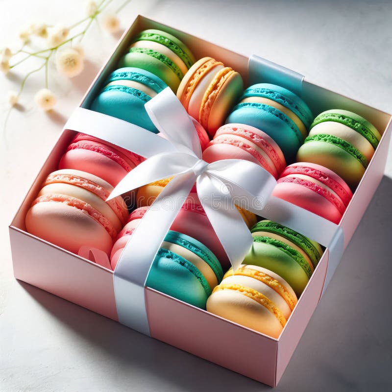 Assorted Colored Macaroons in Box Stock Illustration - Illustration of ...