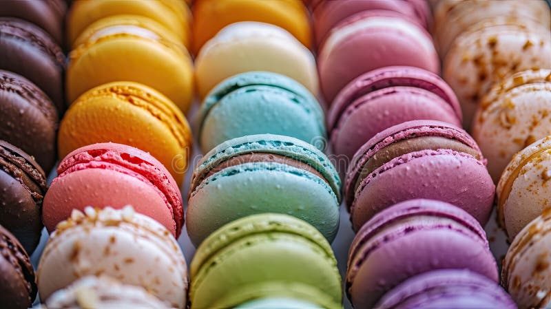 Assorted Colored Macaroons Close-Up Stock Illustration - Illustration ...