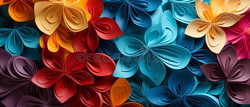 Assorted Colored Paper Flowers Stock Illustration - Illustration of ...