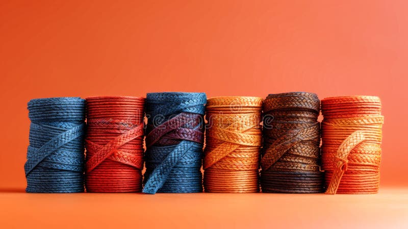 Assorted Colored Ropes Neatly Arranged. Generative Ai Stock ...