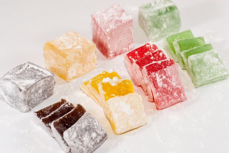 Assorted Colored Turkish Delight on White Stock Photo - Image of ...
