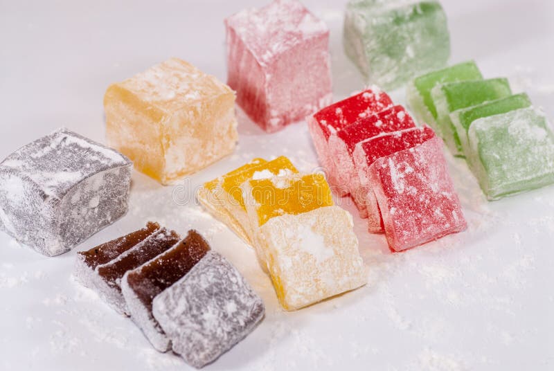 Assorted Colored Turkish Delight on White Stock Photo - Image of aroma ...