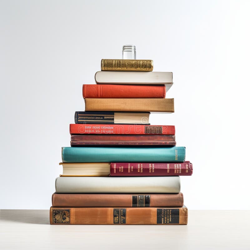 Assorted Colorful Books Stacked Together on a White Surface ...