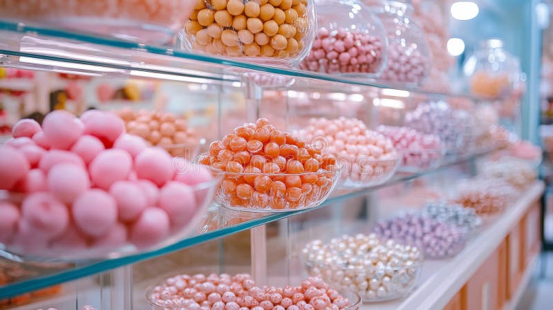 Assorted Colorful Candies in Glass Jars on Display in a Candy Store ...