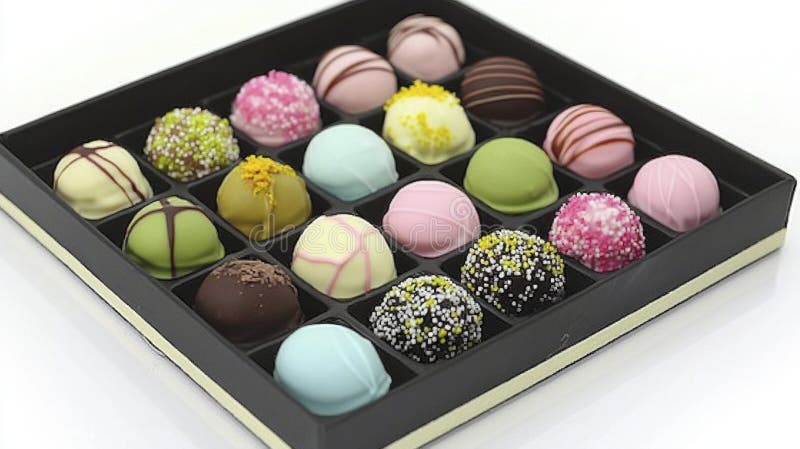 Assorted Colorful Chocolate Truffles in Box Stock Illustration ...