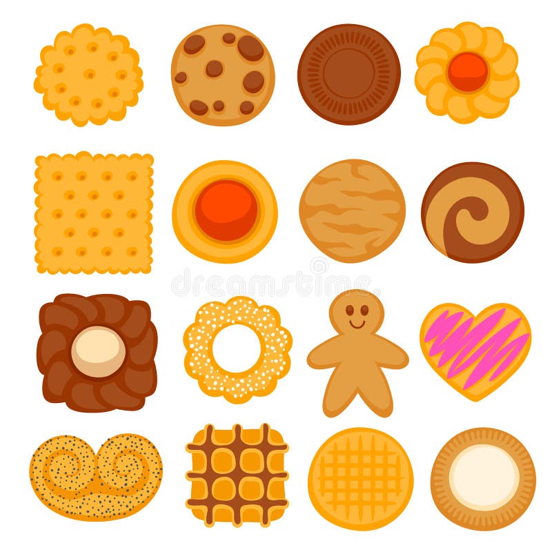 Assorted Colorful Cookies Set. Stock Vector - Illustration of chocolate ...
