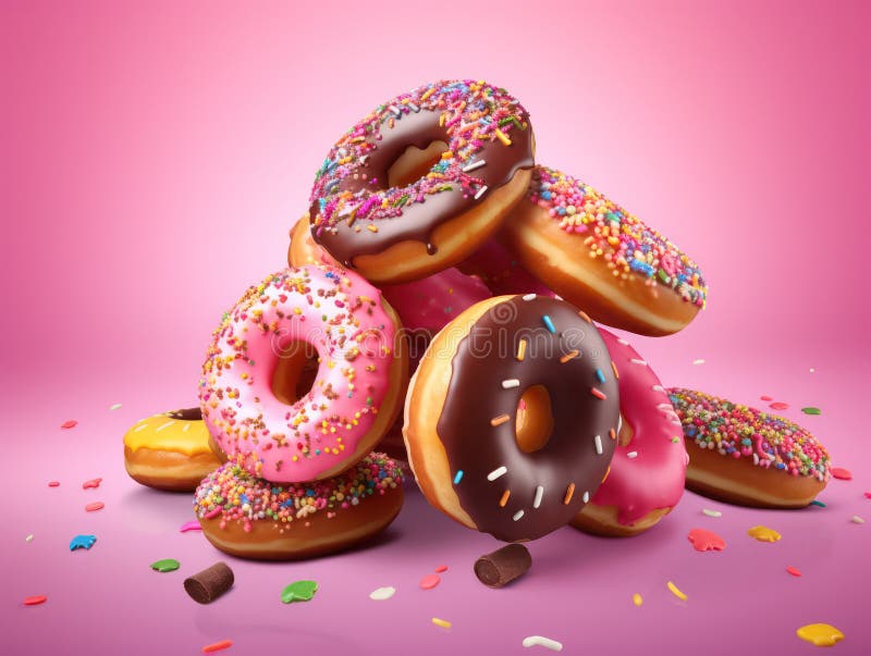 Assorted Colorful Doughnuts with a Variety of Delicious Flavors Stock ...
