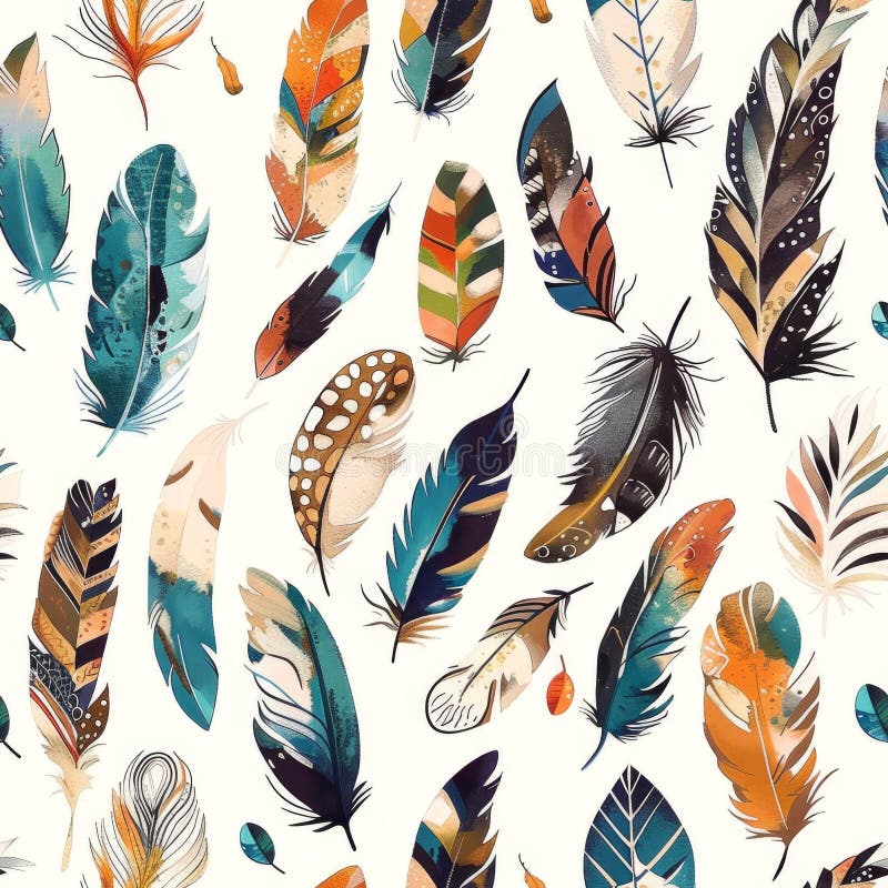 Assorted Colorful Feathers Pattern Artistic Background Design Stock ...