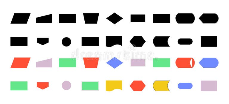 Assorted Colorful Flowchart Process Shape Icon Set on White Background ...