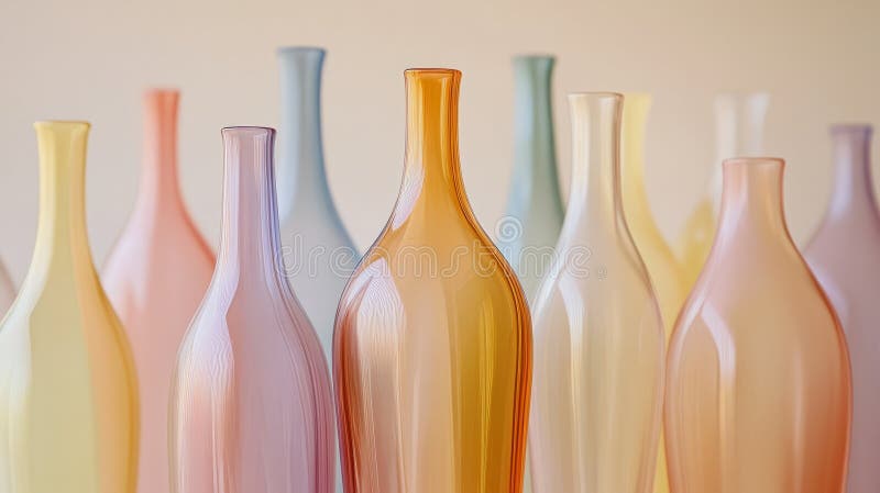 Assorted Colorful Glass Vases Arranged in a Soft Pastel Palette. Stock ...
