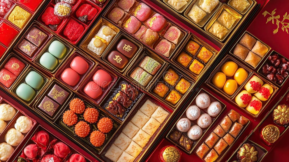 Assorted Colorful Gourmet Sweets in Gift Boxes Stock Illustration ...