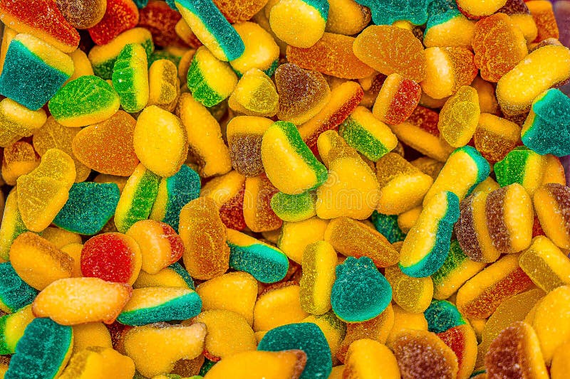 Assorted Colorful Gummy Jelly Candies. Top View. Jelly Sweets Stock ...