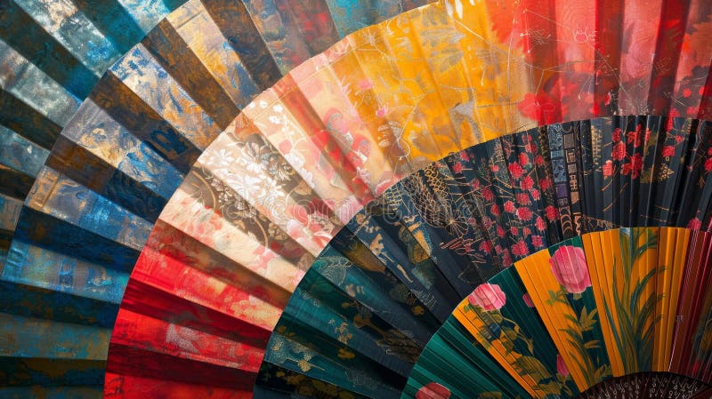 Assorted Colorful Hand Fans with Traditional Patterns Stock Photo ...
