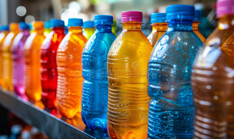 Assorted Colorful Plastic Bottles for Recycling, Highlighting the ...