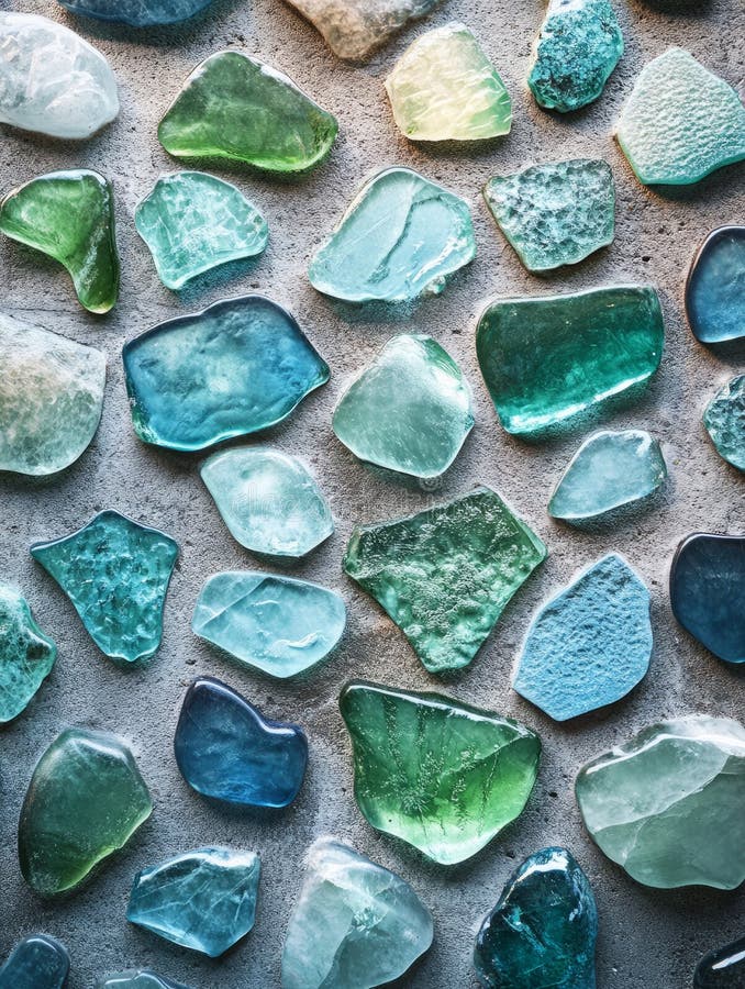 Assorted Colorful Sea Glass Pieces on a Surface. Stock Photo - Image of ...