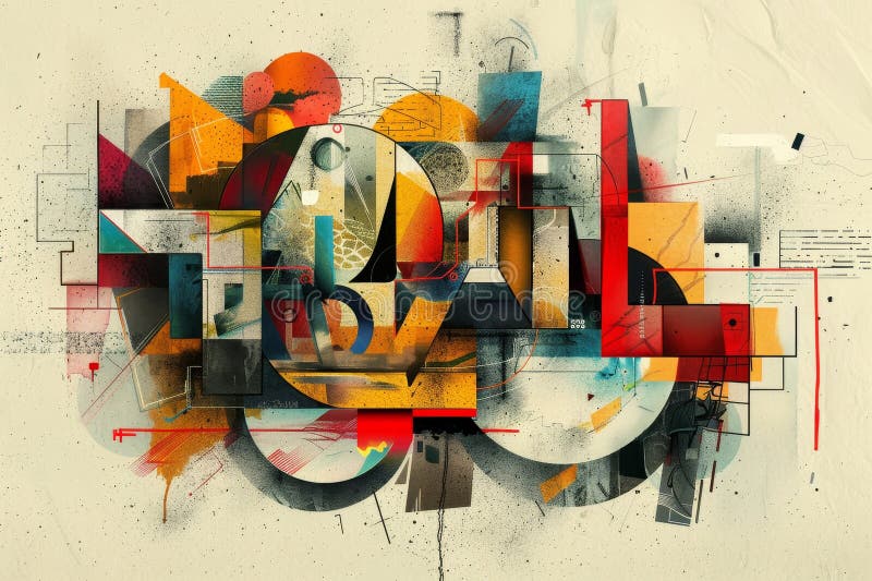 Assorted Colorful Shapes Create a Dynamic Composition in an Abstract ...