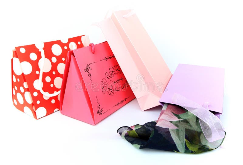 Assorted Colorful Shopping Bags Isolated Stock Image - Image of pastel ...