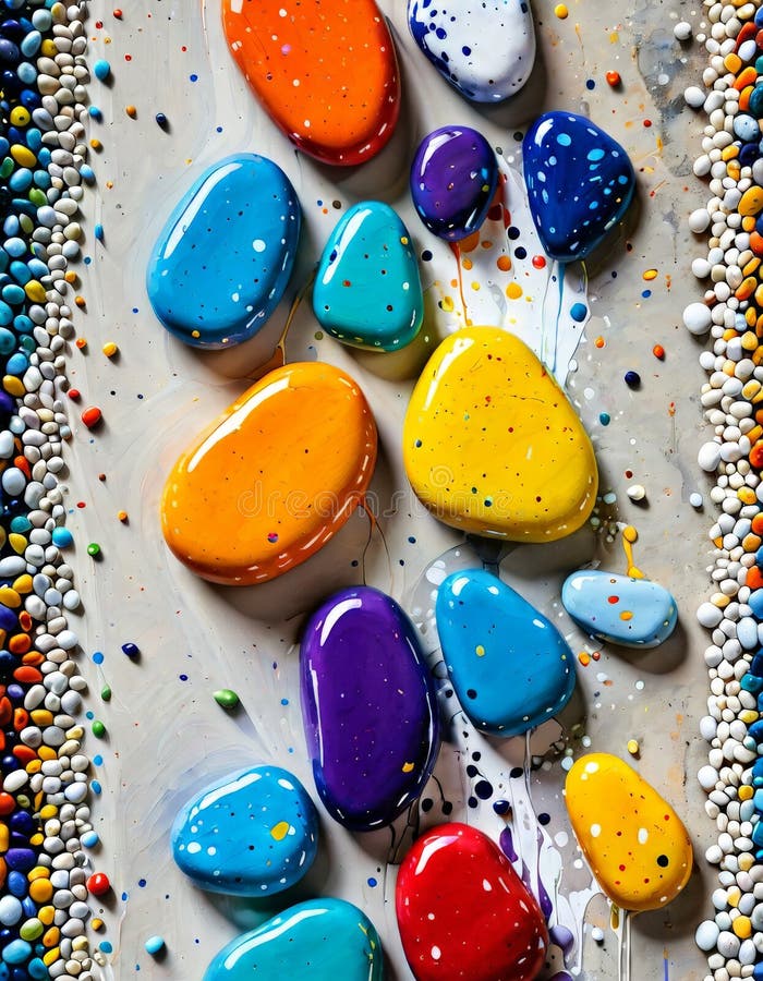 Assorted Colorful Stones Arranged in a Vertical Pattern Stock Image ...
