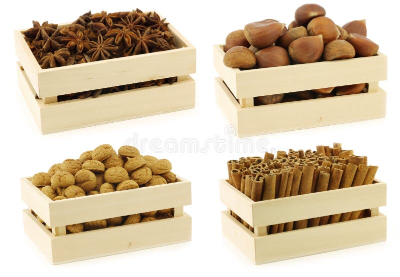 Assorted Condiments in a Small Wooden Box Stock Photo - Image of fall ...