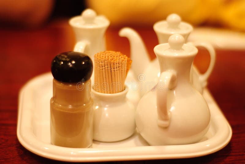 Assorted Condiments at the Table Stock Photo - Image of kitchen ...