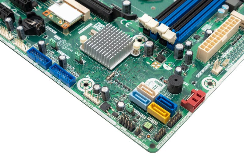 Assorted Connectors on a Computer Mainboard Detail in an E-waste Pile ...