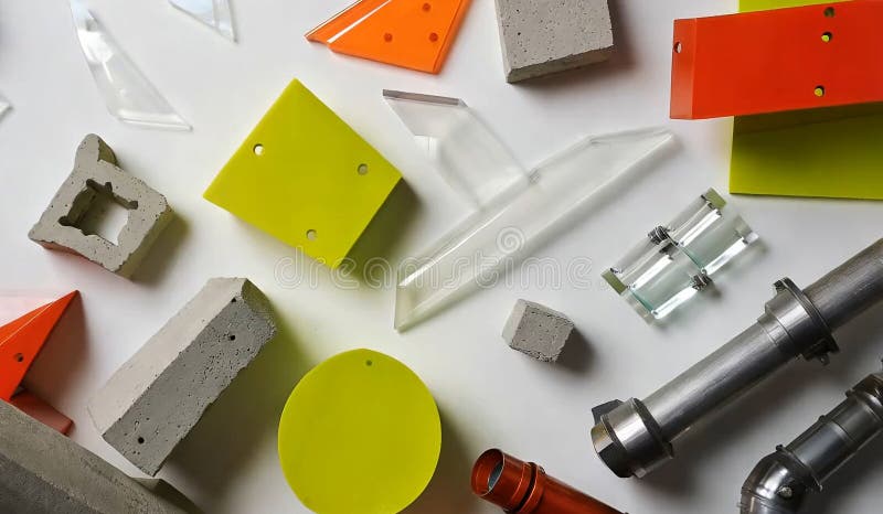 Assorted Construction Materials and Tools on White Background Stock ...