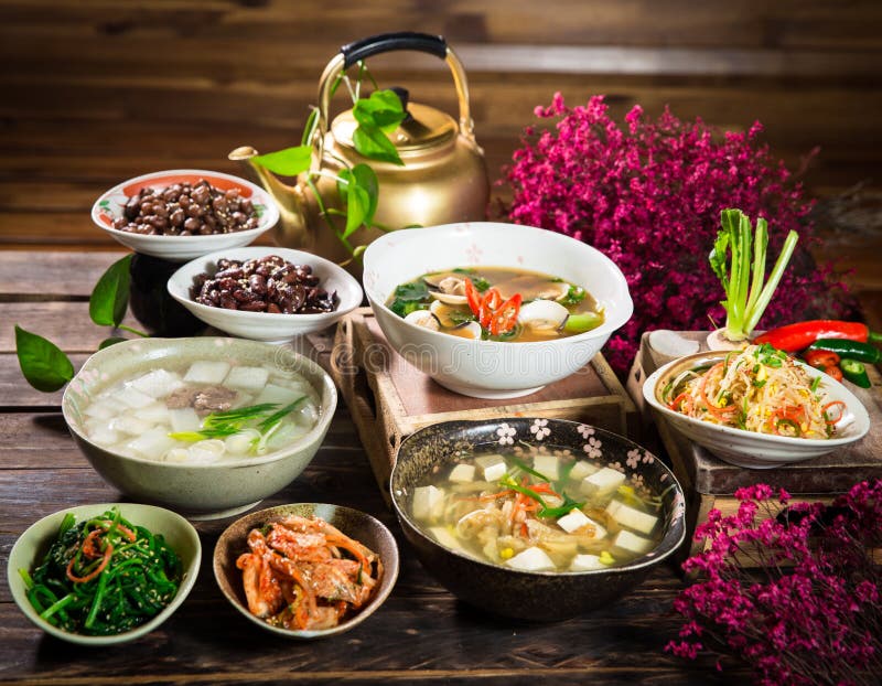 Assorted Cooked Food With Side Dishes Stock Photo - Image of recipe ...