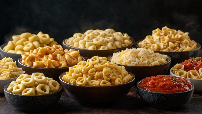 Assorted Cooked Pasta in Bowls: Tortellini, High Quality Image Stock ...