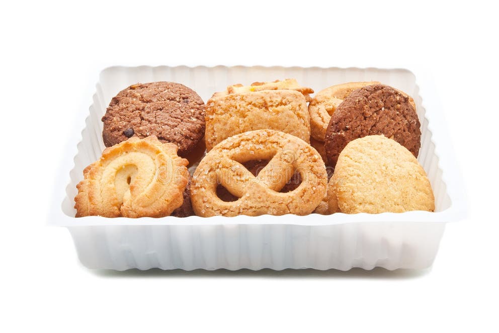 Assorted Cookie in Plastic Box , on White Stock Image - Image of bake ...