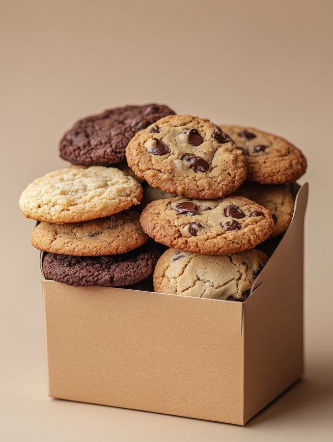 Assorted Cookies in a Box on a Beige Background. Stock Photo - Image of ...