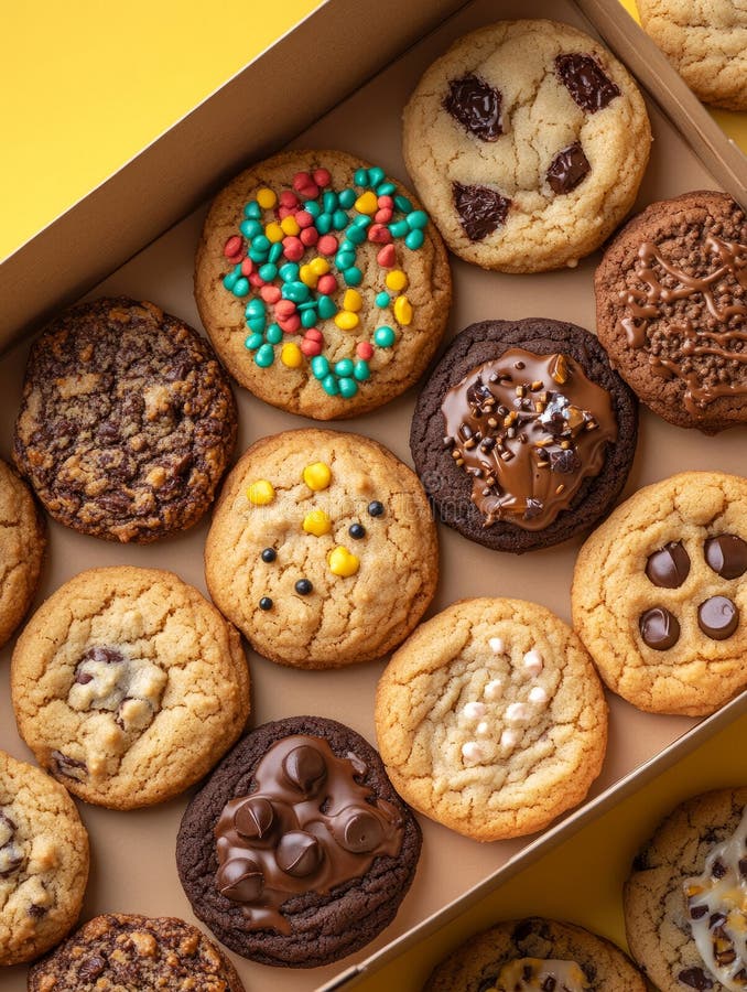 Assorted cookies in a box. stock photo. Image of gourmet - 370885974