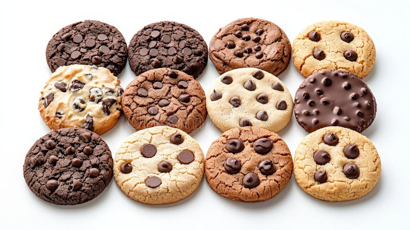 Assorted Cookies with Chocolate Chips for Dessert Stock Illustration ...