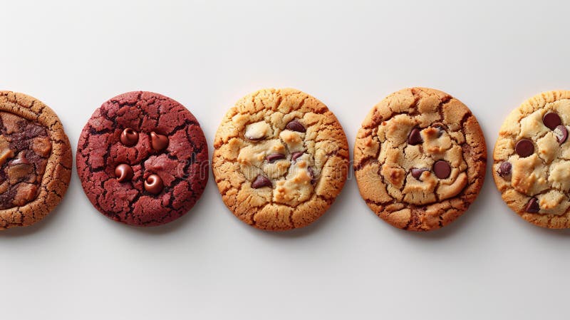 Assorted Cookies with Different Flavors Aligned in a Row Stock Image ...