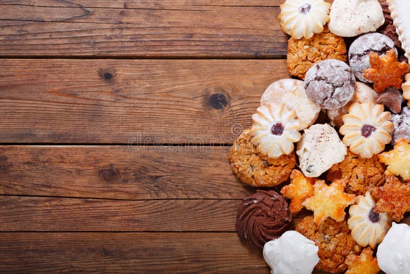 Assorted Cookies on Wooden Table Stock Photo - Image of table, cake ...