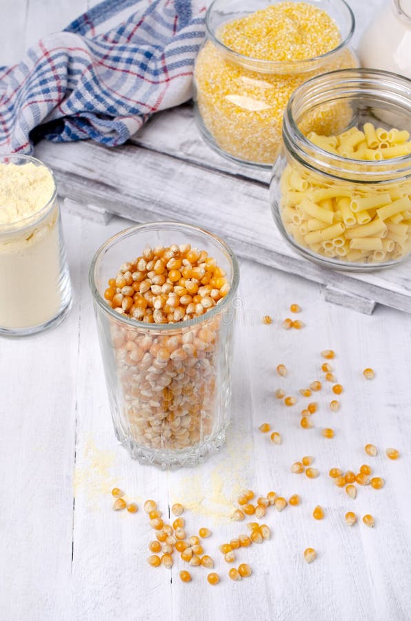 Assorted Corn Products in a Glass Jar Stock Photo - Image of flour ...