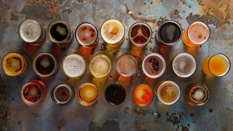 Assorted Craft Beers Collection a Topdown View of Various Craft Beers ...