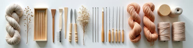 Assorted Crafting Tools and Yarn Arrangement for Knitting and Crochet ...