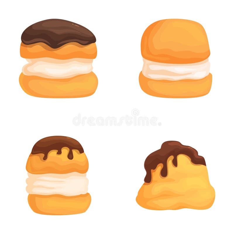 Assorted Cream Puffs Illustration Set Stock Vector - Illustration of ...
