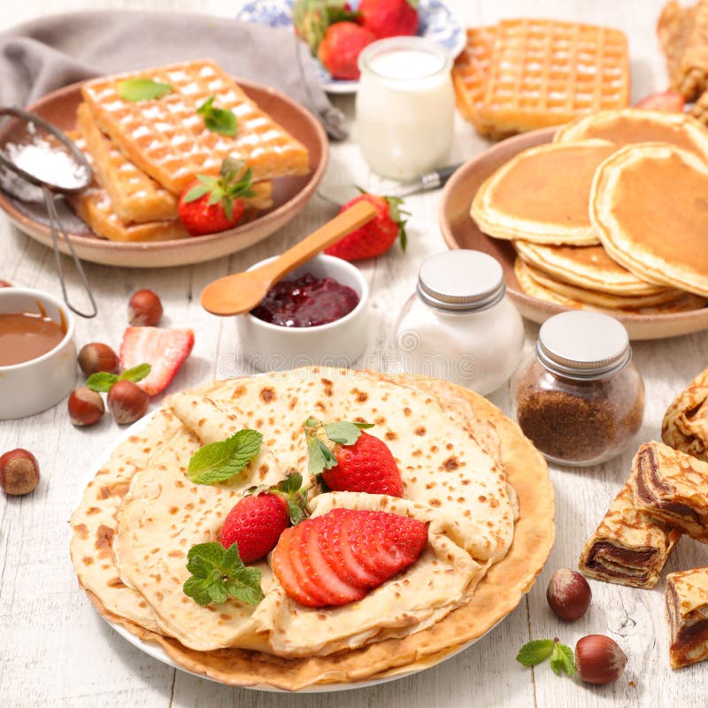 Assorted of pancake, crepe stock image. Image of pancake - 167878649