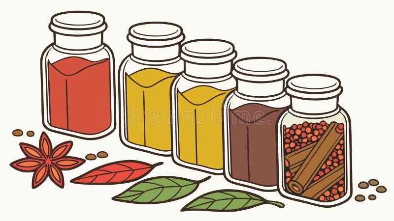 Spice Jars Vector Collection - Set of Six Stock Vector - Illustration ...