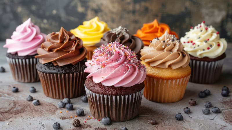 Assorted Cupcake Muffins with Icing on Cutout Background - Mockup ...