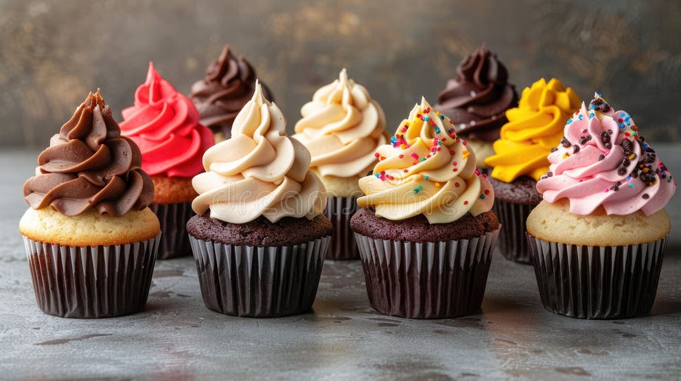 Assorted Cupcake Muffins with Icing on Cutout Background - Mockup ...