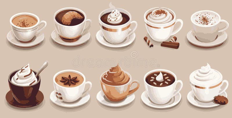 Assorted Cups of Different Kinds of Coffee Stock Image - Image of ...