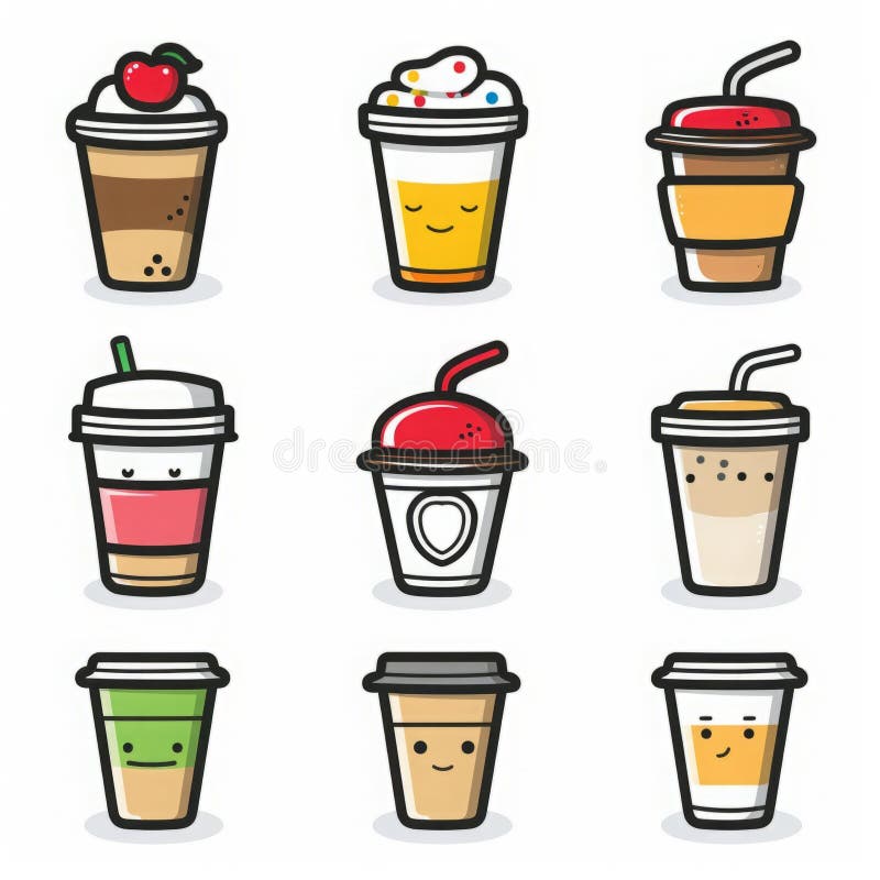 Assorted Cups with Various Drinks Stock Photo - Image of juice, display ...