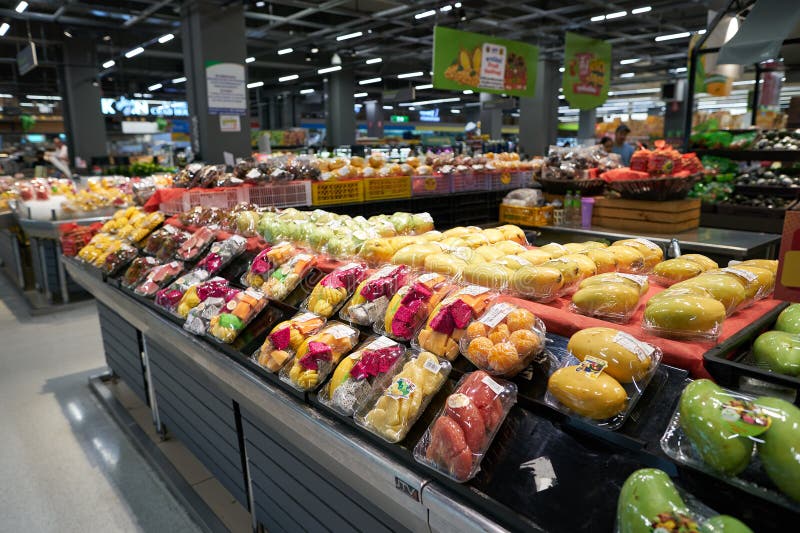 Assorted Cutted Fruits on Display at Big C Extra Phuket 2 Editorial ...