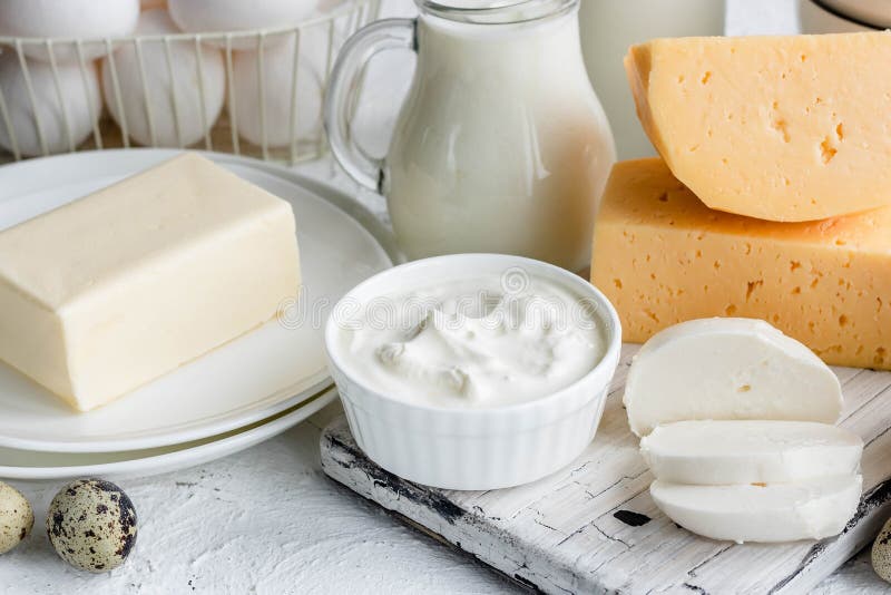 Assorted Dairy Products. Farm Products Stock Photo - Image of natural ...